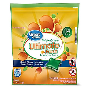 Great Value Ultimate Fresh Laundry Pacs, Original Clean, 11.7 oz (Pack of 2)