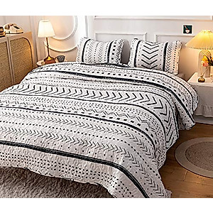 JANZAA Boho Bedding Bedspreads Queen Size,3 PCS Bohemian Quilt Set with Geometric Printed for All Season(Two Pillow Cases)