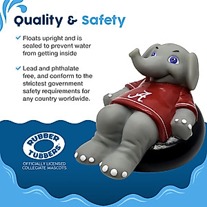 Rubber Tubbers Alabama Crimson Tide (Big Al) Collegiate Bathtub Toys - Officially Licensed NCAA Team Mascots, Authentic Sports Memorabilia, Novelty Rubber Ducks (University of Alabama)