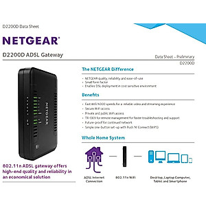 NETGEAR D2200D ADSL Modem/Wireless Combo for Frontier