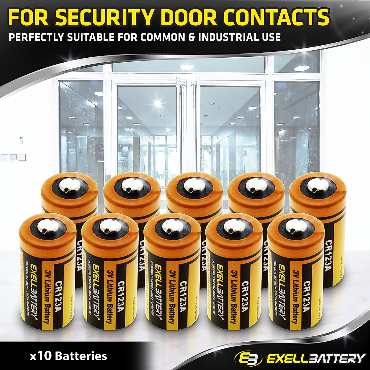 10X 3.0V Exell EB-CR123A Lithium Battery |Highest Capacity ON The Market 1700mAh| Fits Night Optics USA, Pulsar, Night Vision Replaces EL123AP, VL123A, 123-SANYO, 5018LC, 6205, BR2/3A, CR123, CR123-2