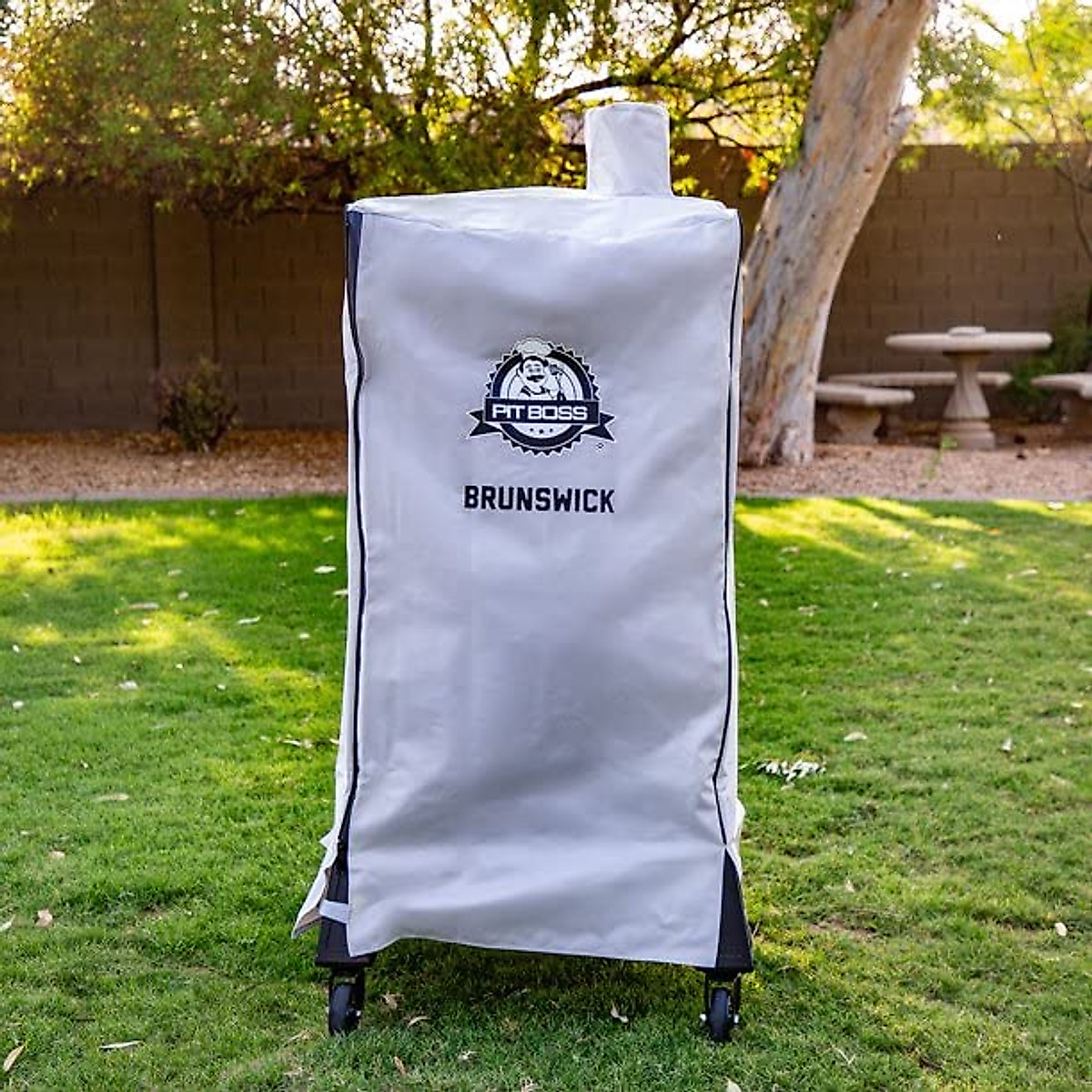 Pit Boss 49" Heavy Duty Polyester with PVC Backing Smoker Cover, Size 49.01 L x 26.38 W x 26.38 H Inches