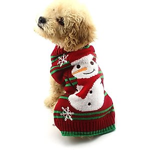 HOTUMN Dog Clothes Snow Sweaters Snowman Sweaters Xmas Dog Holiday Sweaters New Year Christmas Sweater Pet Knit Clothes for Small Medium Dog (Large, Snowman)
