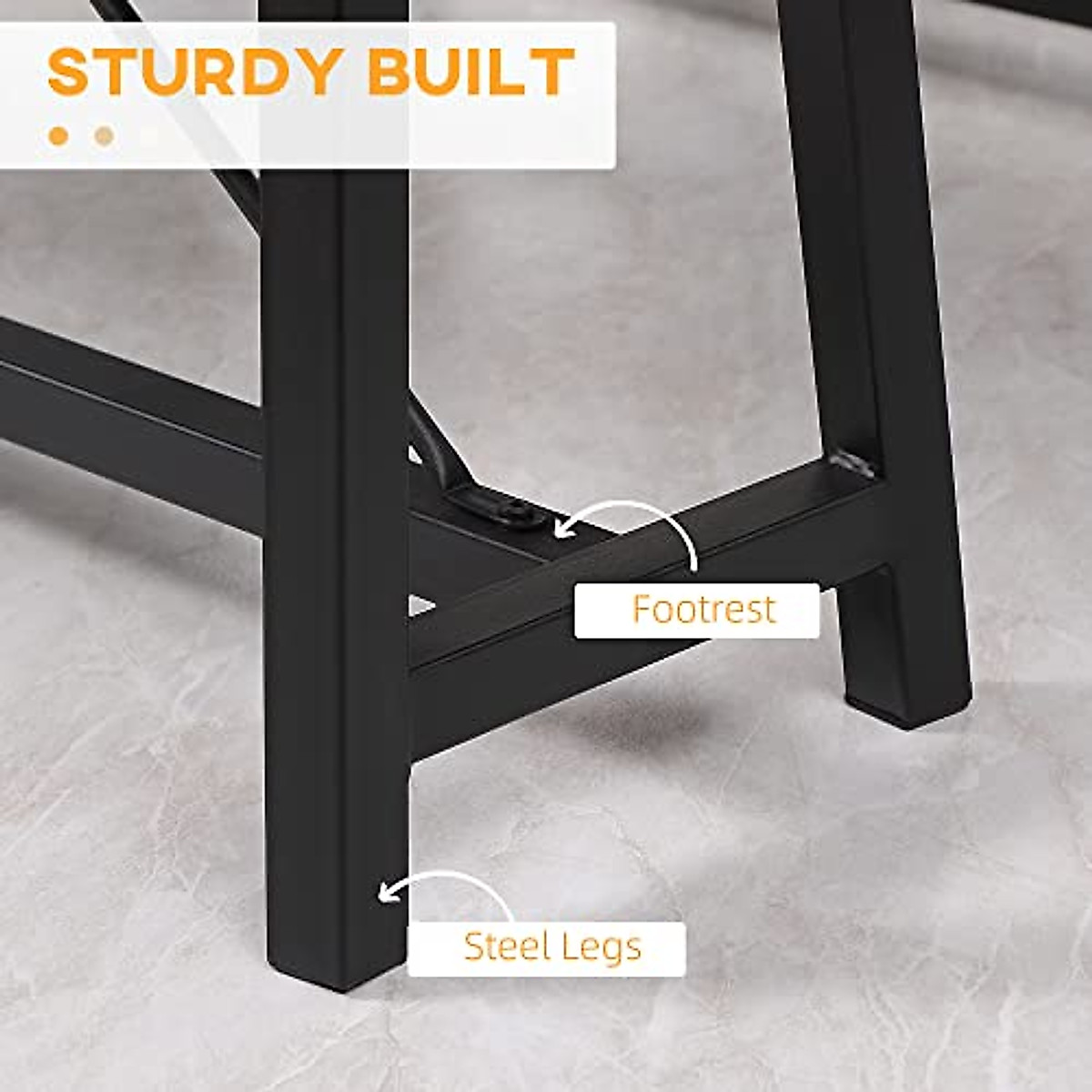 HOMCOM Industrial 3-Piece Dining Table Set, Rectangular Kitchen Table and Chairs for 4 People, Space-Saving Dinner Table with Two Benches, Rustic Brown