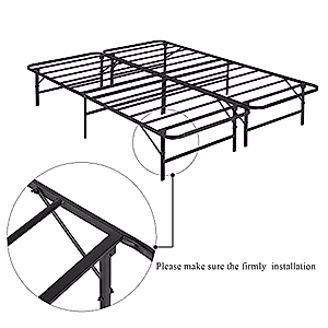 VECELO 14 Inch Metal Bed Frame, Tool Assembly/Quiet Noise Free/Box Spring Replacement Black (King), Foldable Platform