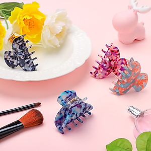 WILLBOND 6 Pieces Medium Hair Claw Clips for Thin Hair 2.6 Inch Tortoise Shell Clip Banana Jaw Hairpin French Style Barrettes Head Accessories for Women Girls(Cute Patterns)