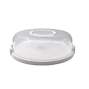 Top Shelf Elements Pie, Cake, Cheesecake Carrier for up to 10 in x 4 1/2 in cake. Two Sided Fashionable Stand Doubles as Five Section Serving Tray Perfect Taker Caddie for Travel (White)