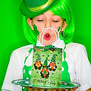 St. Patrick's Day Craft Gift Bags Irish Clover Holiday Paper Bags Kraft Treat Bags Mini Candy Bags Assortment Shamrock Wrapping Bags for Kids Classroom Party Favors Supplies (10 Pcs)