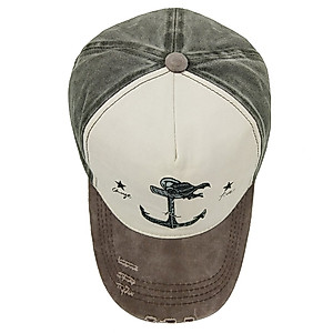 Glamorstar Pirate Ship Anchor Baseball Hat Printing Adjustable Hip-Hop Cap Brown Atrovirens