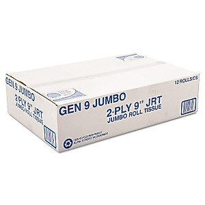 General Supply 9JUMBO Jumbo Roll Bath Tissue, 2-Ply, 9", White (Case of 12)
