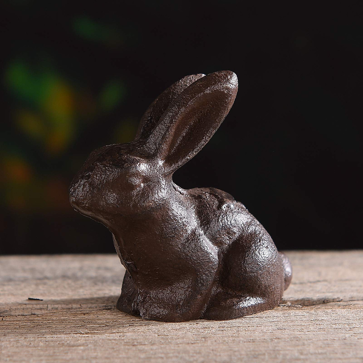 BRASSTAR Cast Iron Rabbit Statue 3.1”Garden Home Office Desk Decor Paperweight Collection Animal Figurine TQZDPT44