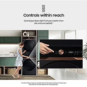 SAMSUNG 7.5 Cu Ft AI Smart Dial Electric Dryer, Large Capacity Machine, Stackable for Small Spaces w/ 30 Min Super Speed Clothes Drying, Energy Star Certified, DVE46BG6500VA3, Brushed Black