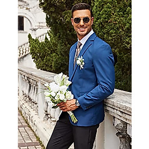 COOFANDY Mens One Button Sport Coat Regular Fit Casual Blazer Jacket Formal Dress Jacket Blazer (Blue M)