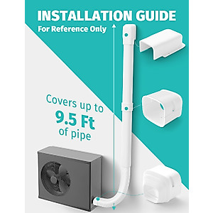 eastoyo Mini Split Line Set Cover, 4''W 9.5 Ft Decorative Line Set Cover Kit for Split Air Conditioner, Central AC and Heat Pumps, Zinc-Plated Antirust Screws Inclued