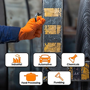 INNOVATIVE HAUS Heavy Duty Nitrile Gloves. Orange 8 Mil. Shop Gloves Mechanic Disposable. Mechanic Rubber Gloves Disposable. Large. Pack of 1000