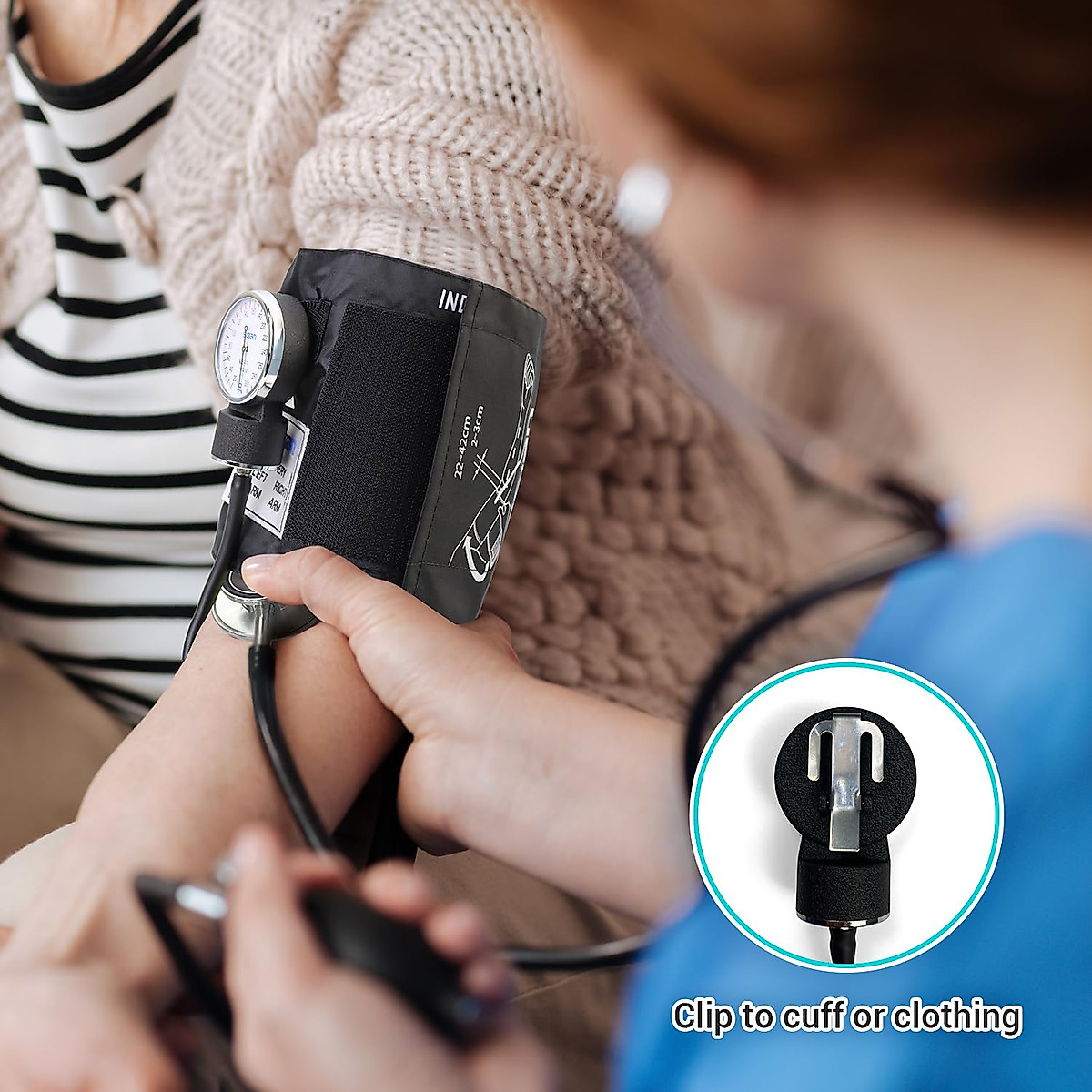 Scian Aneroid Sphygmomanometer and Dual Head Stethoscope Set with Blood Pressure Cuff 8.7”-16.5” in Carrying Bag for Doctos Nurses Senior Home Use (Black)