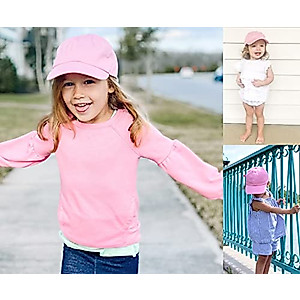 Wahsed-Cotton Baseball-Hats Toddler Baby-Boys-Girls - Sun Protection Infant Child Hats Fit for 2-8Years (Grey + Pink 2Pieces, 52cm Fit for 2-8 Years)