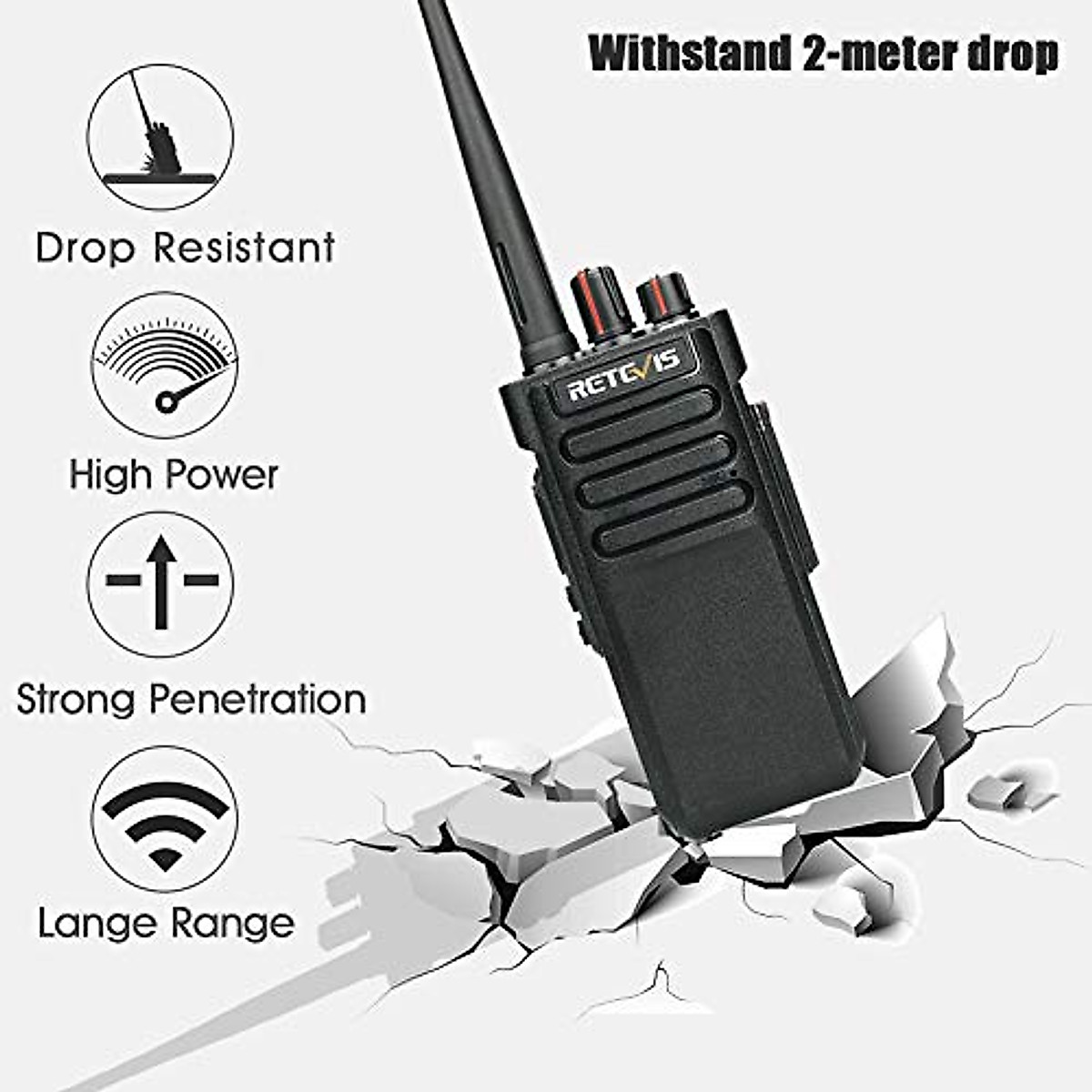 Case of 10,Retevis RT29 2 Way Radios Long Range 3200mAh Walkie Talkies Bulk VOX Security High Power Walkie Talkies Rechargeable for Warehouse,Construction