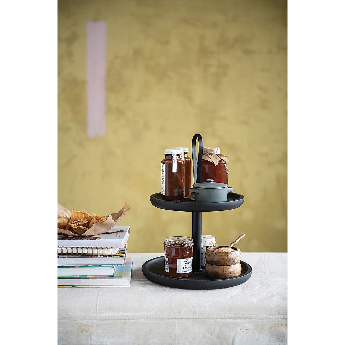 Bloomingville Mango Spice Bowls and 3 Wood Spoons, Set of 7 Tray, Natural, 3