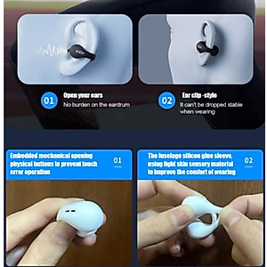 AQWEI Wireless Ear Clip Bone Conduction Headphones, Clip-Ear Headphones, Noise Canceling Digital Display Ear Clips, Bluetooth Sports Headphones (Black)