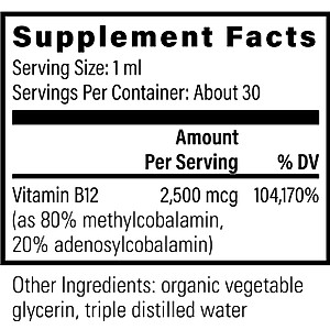 Earth Harmony Naturals Organic Vegan Vitamin B12 Sublingual Liquid Supplement - 2000mcg Methylcobalamin Drops for Natural Energy and Immune System Support - 1 Fl Oz