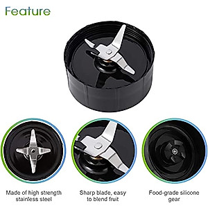 2 Cross Blades with 4 Rubber Gaskets QT Replacement Parts Compatible with 250w Magic Bullet Blender, Juicer and Mixer(Model MB1001)