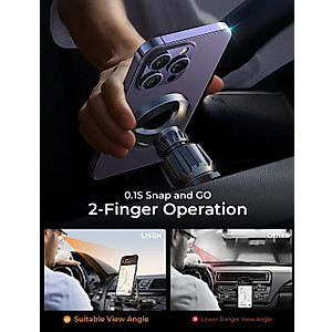 LISEN for MagSafe CD Phone Holder for Car Mount [Angle Adjustable] Magnetic Phone Holder for iPhone Magsafe Car Mount CD Slot Hands Free CD Player Phone Mount for iPhone 15 Pro Max Plus Galaxy