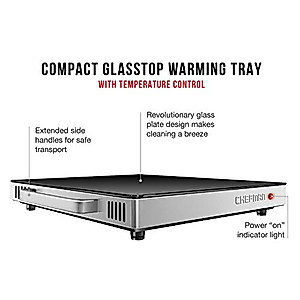 Chefman Compact Glasstop Warming Tray with Adjustable Temperature Control Perfect for Buffets, Restaurants, Parties, Events, Home Dinners and Travel, Mini 15x12 Inch Surface, Keeps Food Hot, Black