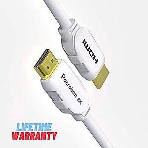 Pacroban 8K HDMI Cable (10ft) White,8K 60, 4K 120, and up to 10K Resolution, eARC,QFT, QMS, VRR,48Gbps Bandwidth, Dynamic HDR, HDCP 2.2 & 2.3, DTS:X, Dolby Atmos, Dynamic HDR, CL3 in-Wall Safe