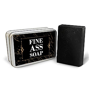 Fine Ass Soap - Novelty Bath Soap for Men and Women - Black soap, Handcrafted, Made in the USA, Contains activated charcoal