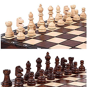 THPT Wooden Chess Set Portable Folding Chessboard Solid Wood Handmade Chess Pieces International Chess Set for Kids Student School Board Games