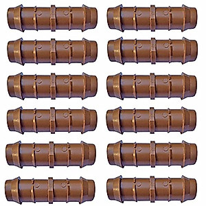 Habitech 1/2" Coupling Drip Irrigation Fittings (12 Pack) - Barbed Drip Line Coupler Connectors compatible with Rain Bird and Most 1/2" Tubing or Sprinkler Systems