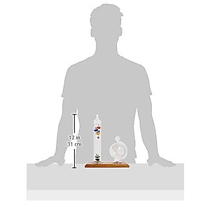 AcuRite 00795A2 Galileo Thermometer with Glass Globe Barometer, Barometer Set, Glass/Wood