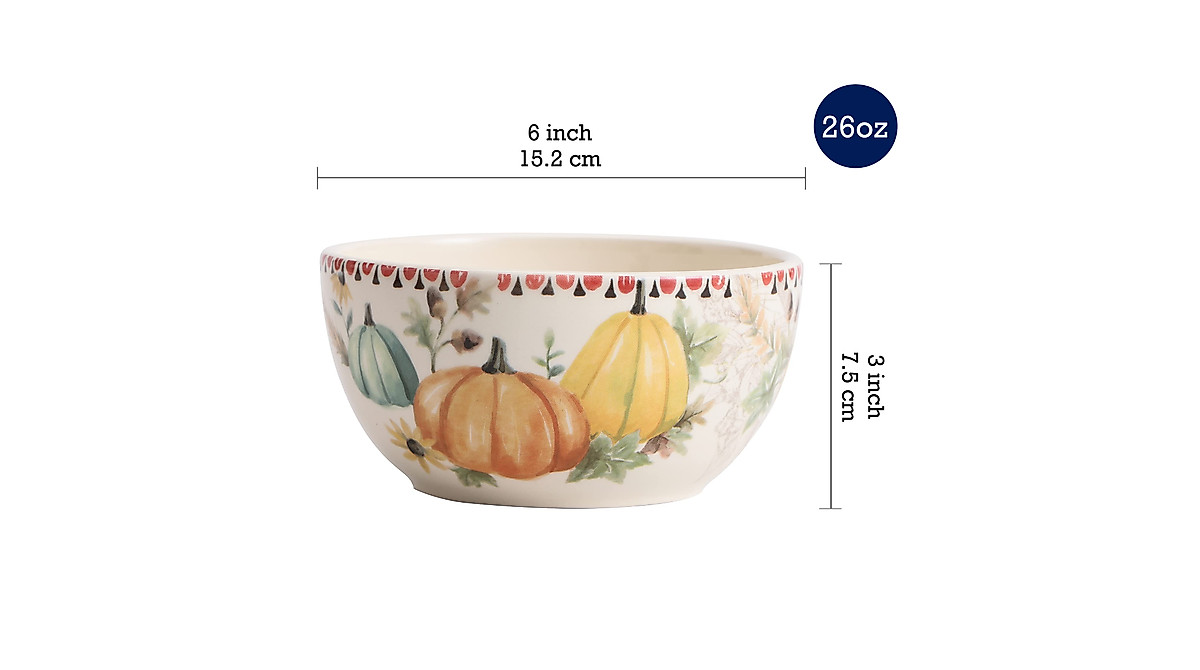 Bico Blessing 26oz Ceramic Bowls Set of 4 - Premium Quality