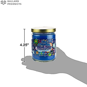 Smoke Odor Exterminator Scented Candle Nag Champa - Pack of 2 - Odor Eliminating Candle Bundle with Ballard Products Car Air Freshener, Blue