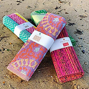 Talking Tables Boho Woven Waterproof Outdoor Rug | Plastic, Lightweight & Non Slip Mat with Double-Sided Geometric Pattern | for Garden, Patio, Decking, Bathroom, Utility, Picnic