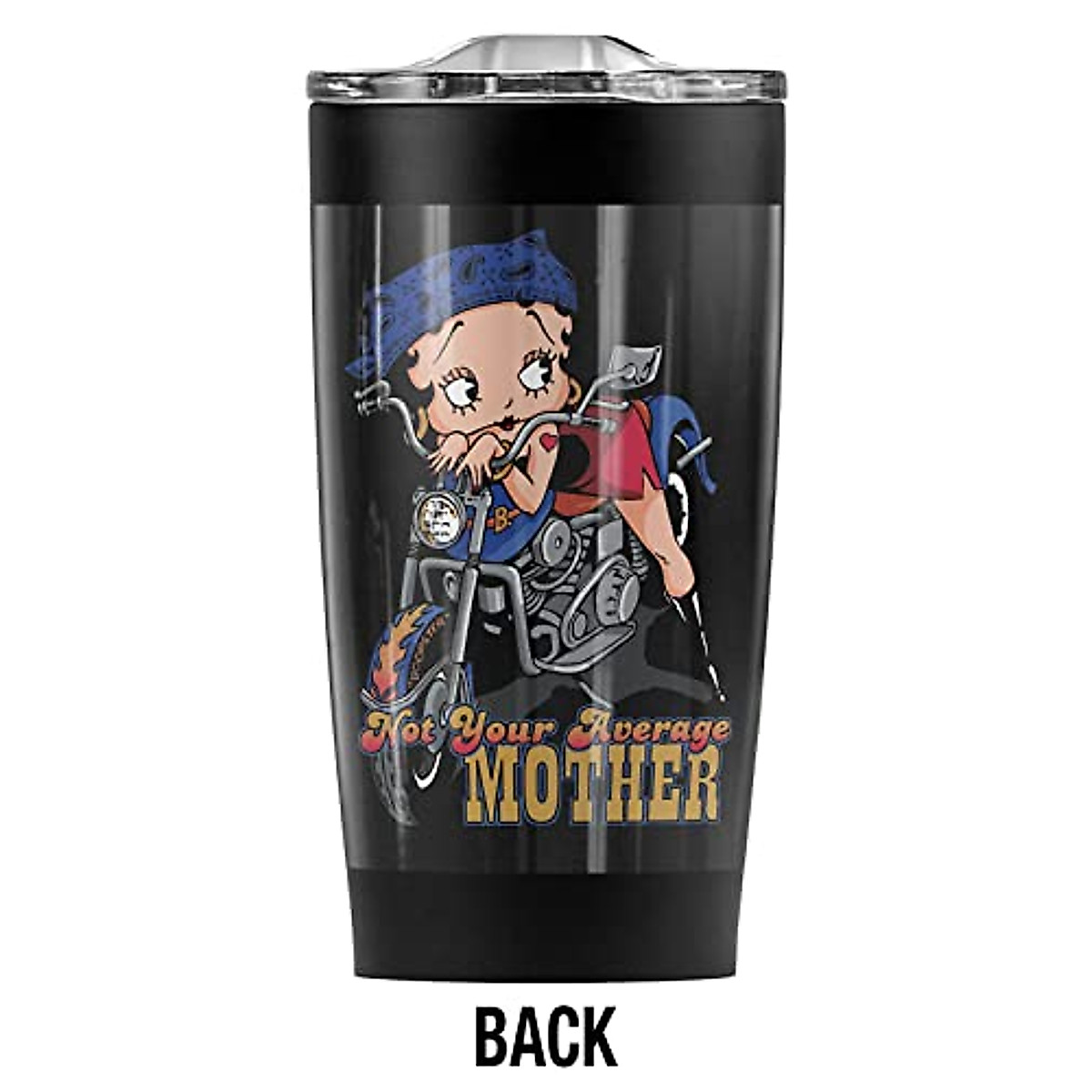 Logovision Betty Boop Not Your Average Mother Stainless Steel Tumbler 20 oz Coffee Travel Mug/Cup, Vacuum Insulated & Double Wall with Leakproof Sliding Lid | Great for Hot Drinks and Cold Beverages