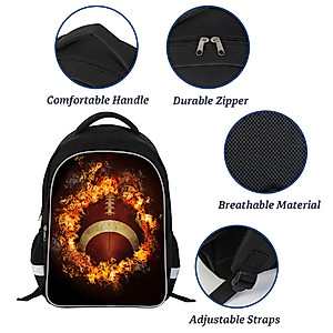 P ELEGANT PROTECTION 3Pcs American football 3D Print Personalized School Backpack Set with Luminous Students Bookbag Lunch Bag Pencil Bag