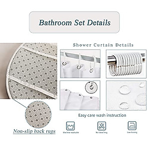 RnnJoile Farmhouse Bathroom Sets with Shower Curtain and Rugs Cotton with Bless This Home Art Sign Bath Curtain 4 Piece Fabric Cloth Bathroom Decor Set with Hooks Teal