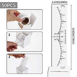 1 Roll (50Pcs) Eyebrow Ruler Stencils - Abeillo Disposable Brow Ruler Sticker, Microblading Eyebrow Template, Brow Measuring Shaper Tool, Eyebrow Mapping Tool for Tattooing
