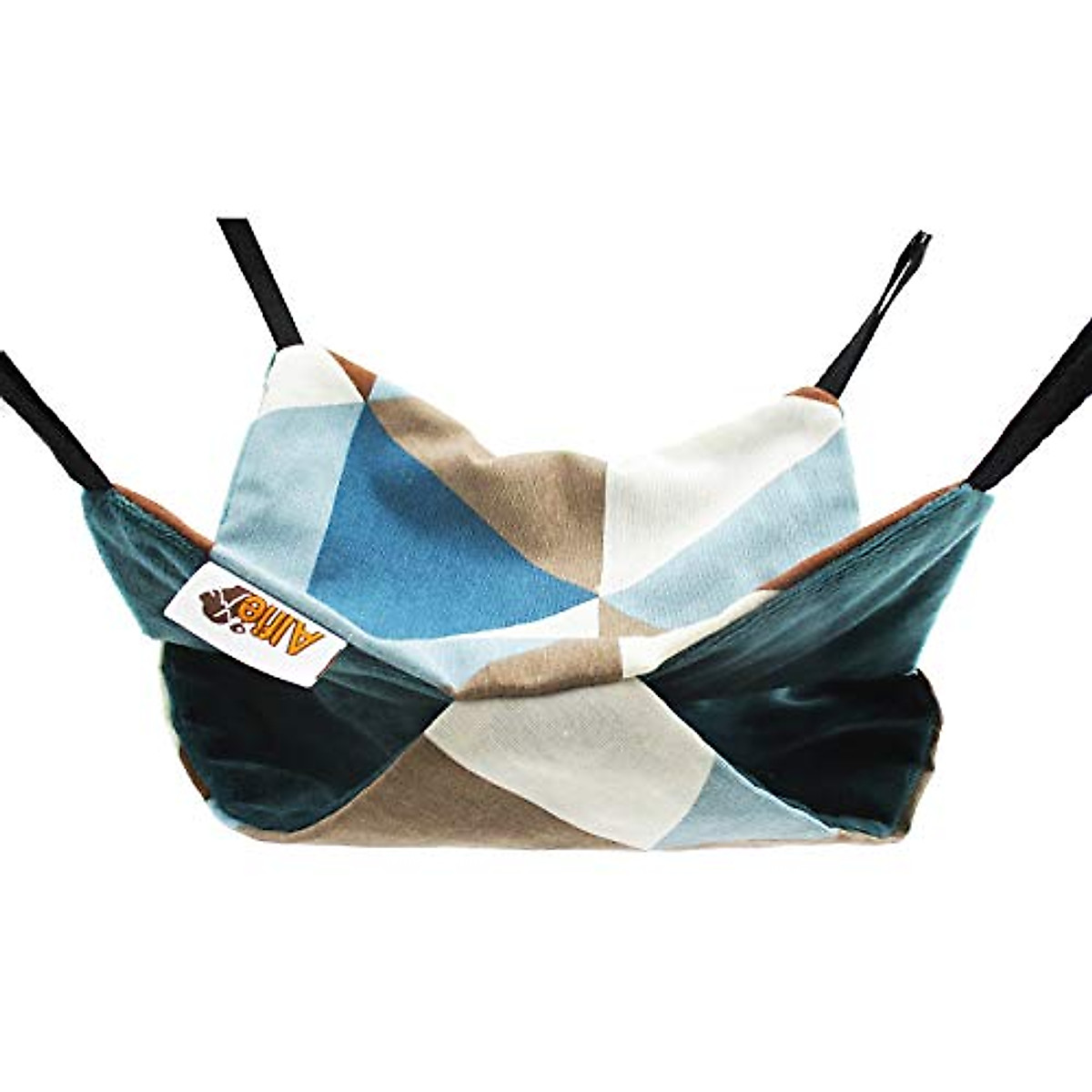 Alfie Pet - Kasey Hanging Hammock Bed for Mouse, Chinchilla, Rat, Gerbil and Dwarf Hamster - Color: Brown Teal, Size: Medium