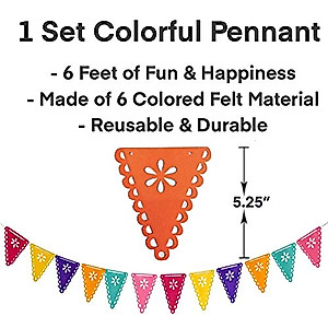 Mexican Fiesta Party Decorations – Cinco De Mayo - 6 Paper Fans, 5 Flowers Pom Poms, Papel Picado, Pennants Garland, PDF Games - Taco Bout Tuesday, Birthday, Engagement Supplies