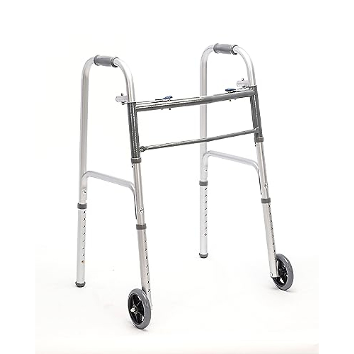 Folding Aluminum Front-Wheeled Rolling Walker with Two 5-Inch Wheels and Adjustable Height - Mobility Aid with Enhanced Support