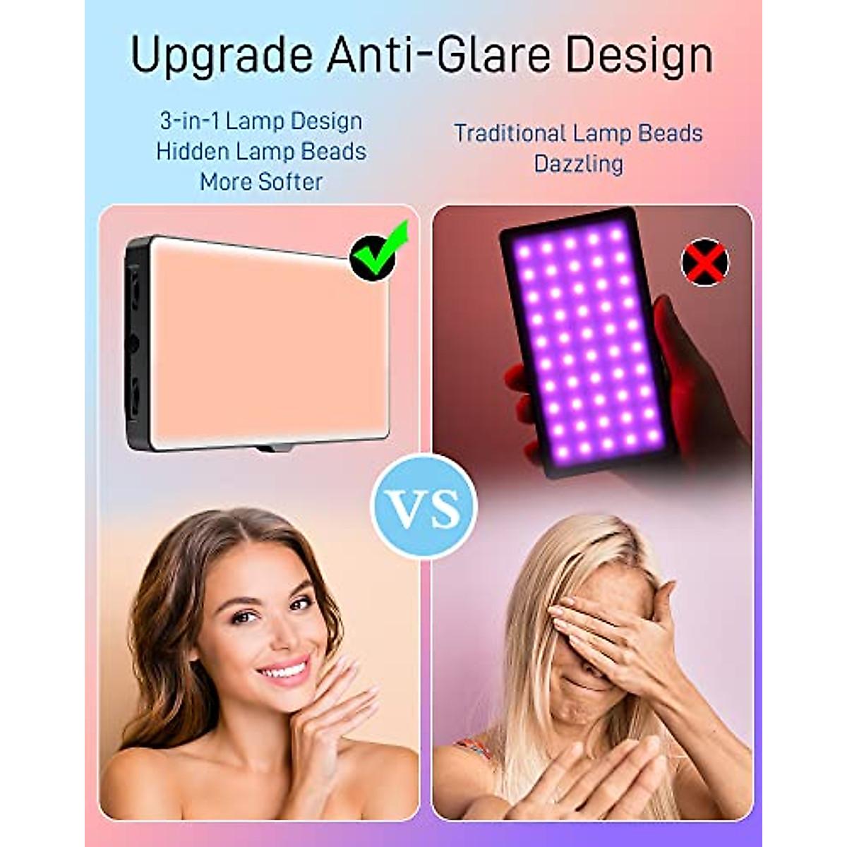 FRANDEK Portable Light for Photography, 4000mAh Rechargeable RGB On-Camera Video Lights 360°Full Color, LED Soft Video Conference Lighting Dimmable 2500K-9000K, Selfie Lighting for Live Streaming