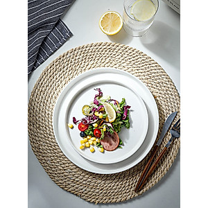 Onniyor Porcelain Dinner Plates Set, Round Dessert Salad Plates, 8 inch Serving Dishes, Scratch Resistant Flat Plates, Microwave, Oven, and Dishwasher Safe, Set of 6, White