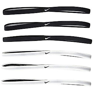 Nike Swoosh Sport Headbands 2.0 (Black/White/Grey), One Size Fits Most