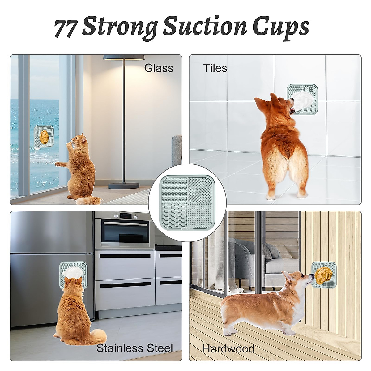 MateeyLife 2PCS Large Lick Mat for Dogs with Suction Cups, Slow Feeder Dog Bowls, Dog Lick Mat for Anxiety Relief, Dog Toys to Keep Them Busy, Dog Enrichment Toys for Bathing, Cat Lick Pad for Boredom