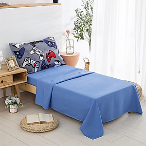 SEISYUKU Toddler Bedding Set 4 Pieces - Toddler Comforter Sets - Gamer Beddng Set for Boys and Girls - Includes 1 Comforter, 1 Flat Sheet, 1 Fitted Sheet and 1 Pillow Case