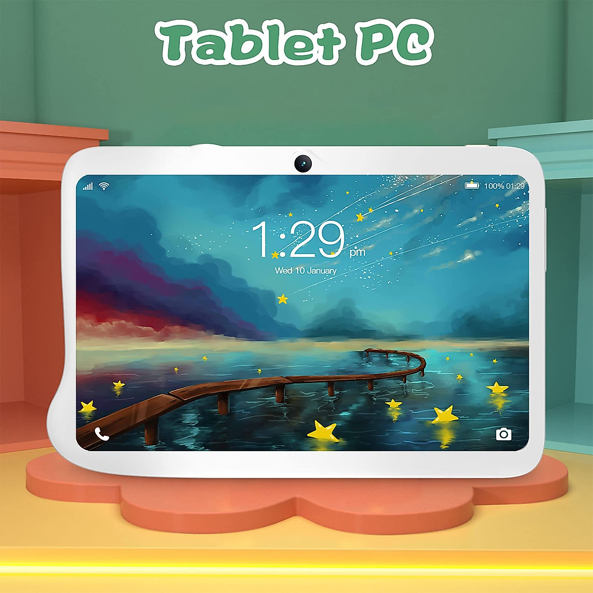 Zopsc 7in Kids Tablet for 10.0 2.4G/5G Dual Screen WiFi Smart Tablet 4GB 32GB MT6592 Octa Core 5000mAh 1960 1080 500W 800W. (White)