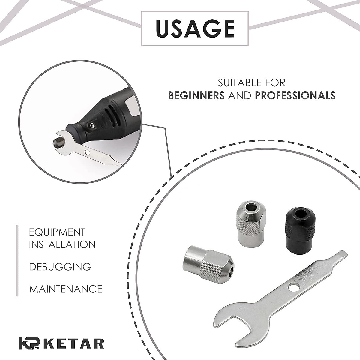 2 PCS 3/8 Inch Collet Wrench Key 9.5mm Nut Spanner For Rotary Tool Silver Stainless Steel Collet Wrench Key for Engraving Machine - Durable High Rigidity for Engraving Equipment Engraving Tools